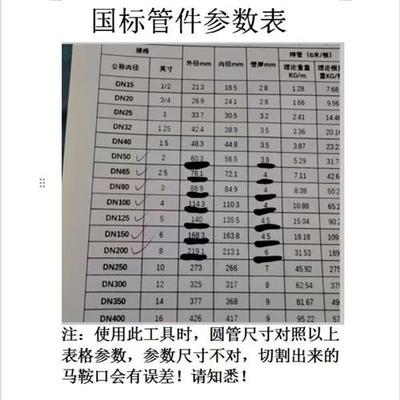 圆管画线神器马鞍口下料工具对接直管三通放样划线模具工地专用
