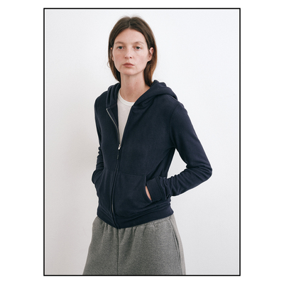 shyshy软糯摇粒绒连帽卫衣修身感双色全拉链开衫连帽卫衣