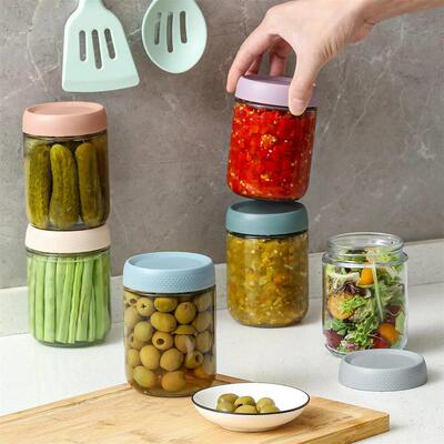 6pcs Overnight Oats Containers with Airtight Lids 16oz Glass