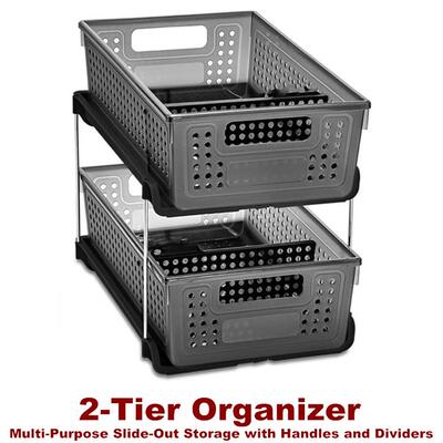 2 Tier Bath Organizer Undersink Storage with Sliding Drawers