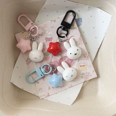 日系米菲兔星星钥匙扣软萌少女心奶油五角星卡通包包挂件闺蜜礼物