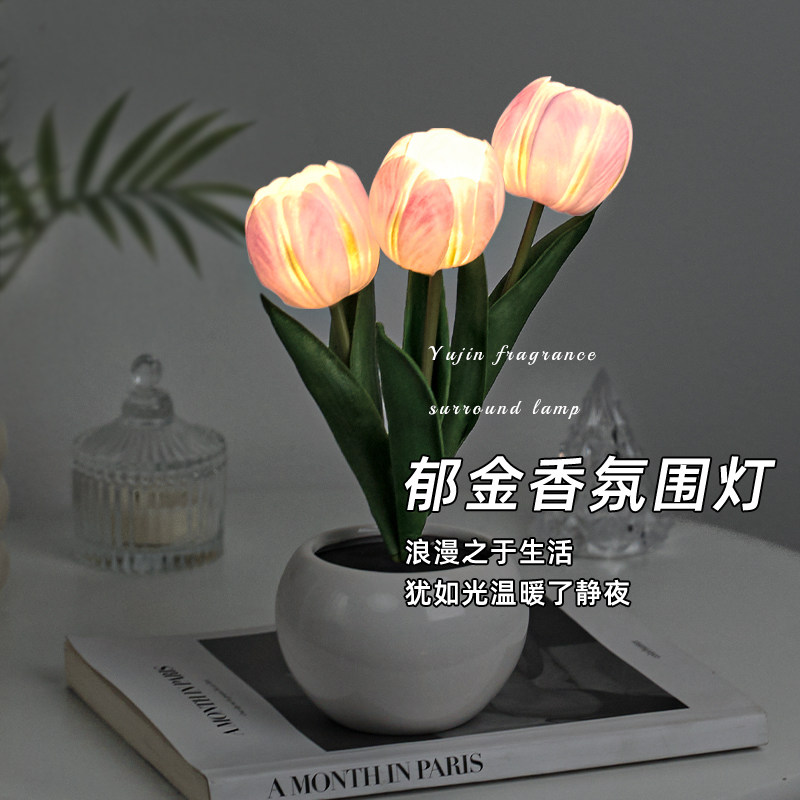 教师节礼物送老师妈妈生日毕业礼盒郁金香高级创意小夜灯床头台灯