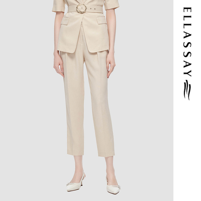ELLASSAY歌力思春夏新款简约气质轻职场高腰休闲裤女EWE345K07500