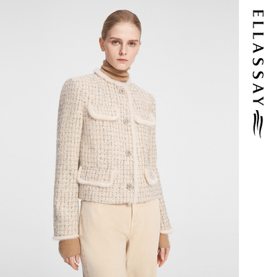 ELLASSAY歌力思冬季新款鹅绒金丝花纱真两件羽绒服女EWF354L00100