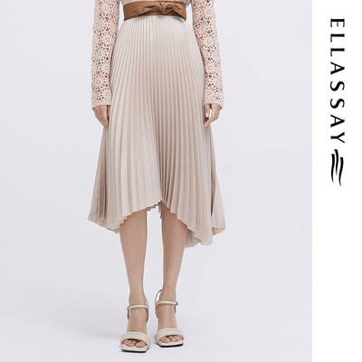 ELLASSAY歌力思夏季新款不规则下摆百褶简约半身裙女EWE342Q02700