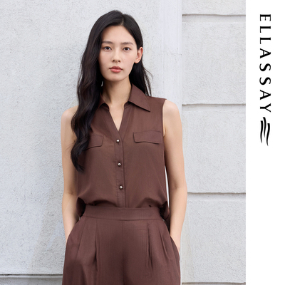 ELLASSAY歌力思2026夏季新款棉高级红木色调马夹女EWE372B00600