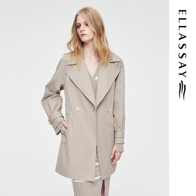 ELLASSAY歌力思2026春季新款高级灰卡其短款风衣女EWW351F00300