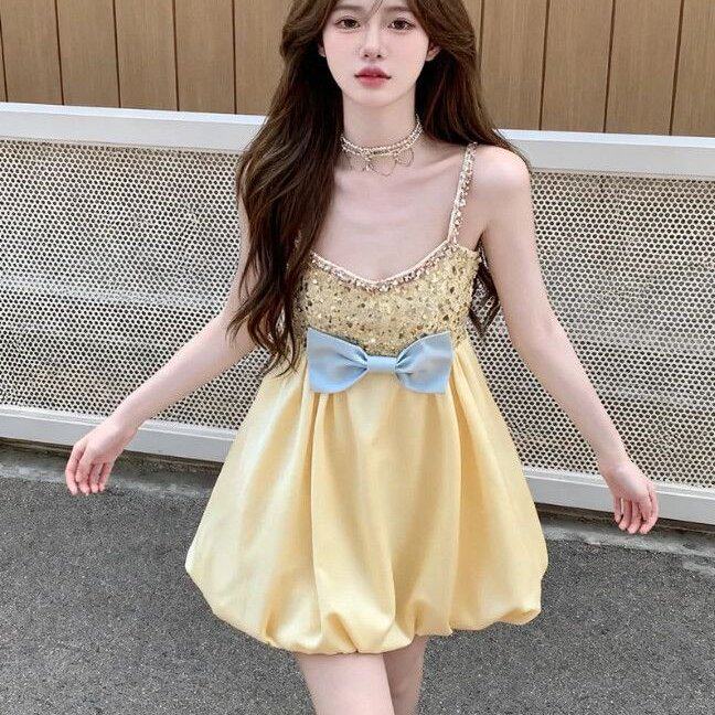 春季显瘦26年蝴蝶结气质可爱吊带连衣裙女小个子花苞裙