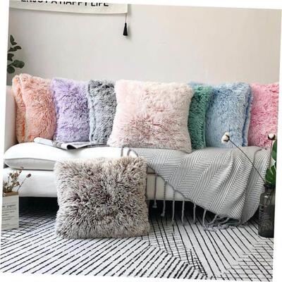 European solid color plush pillowcase sofa cushion cover抱枕