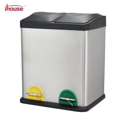 ihouse30升不锈钢垃圾桶分类脚踏垃圾桶带盖大容量垃圾桶现货