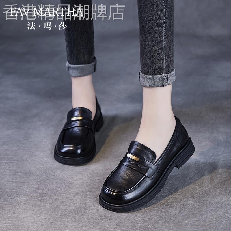 法玛莎品牌小皮鞋女软底舒适上班2025夏季新款真皮一脚蹬乐福单鞋