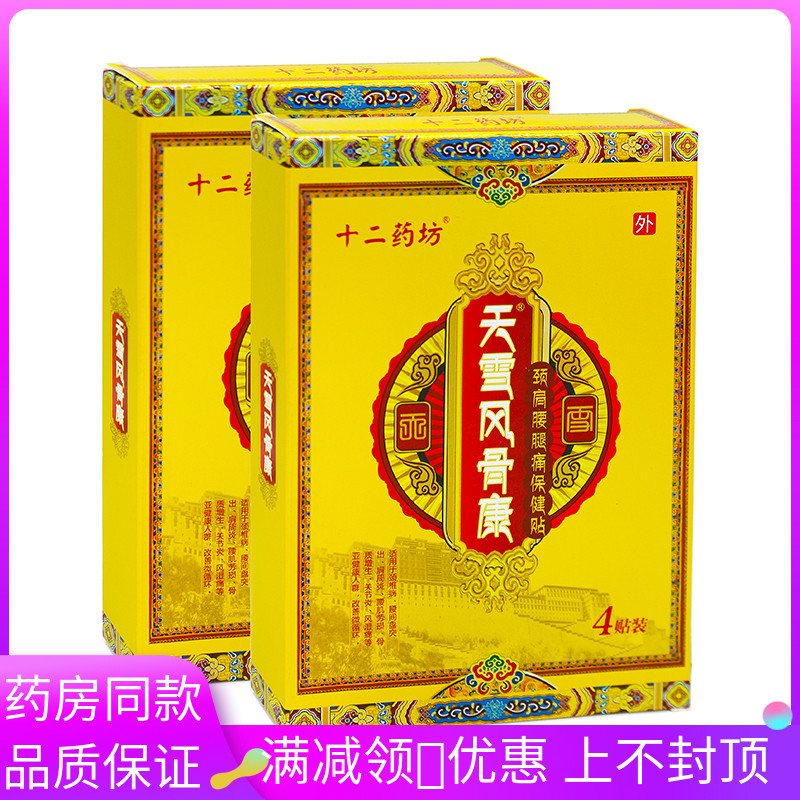 十二药坊天雪风骨康膏贴4贴/装适用于颈肩腰腿疼痛关节保健贴