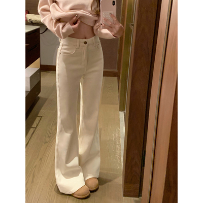 NAYA CHAN 澳绒气质保暖低腰直筒裤微喇宽松垂感阔腿休闲裤