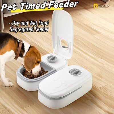 Pet Automatic Feeder Timed Quantification Separate Bowls for