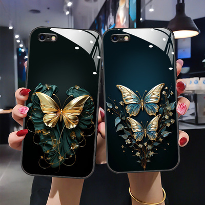 适用于荣耀畅玩7手机壳honor畅玩8/畅享8e青春新款玻璃壳huawei个性小众女款薄Y52018高级DUA-AL00潮流蝶恋花