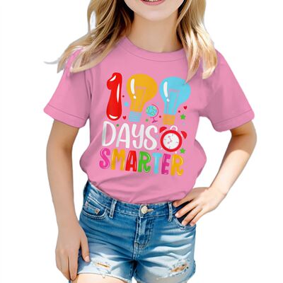 100天印花圆领短袖T恤