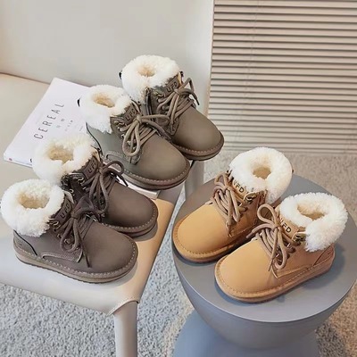 帕迪贝儿童冬季真皮真毛雪地靴