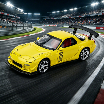 驰源1:32马自达RX7 FD3S开门声光回力避震转向翻灯合金跑车模型