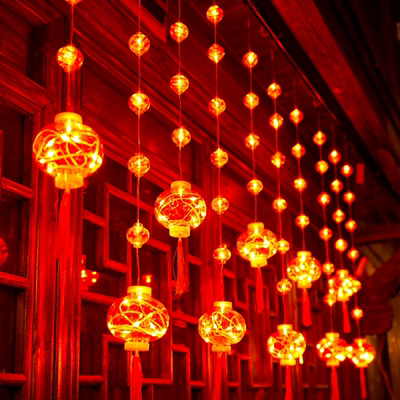 新年春节装饰灯串红灯笼中国结灯阳台布置挂灯房间过年新春氛围灯