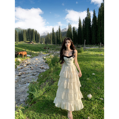 一颗甜桃yikett《香榭奥黛丽》波点连身裙女夏日绝美小裙子吊带裙