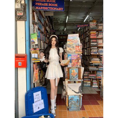 一颗甜桃yikett《梦核日记》娃娃领短袖连衣裙女夏季仙女裙短裙