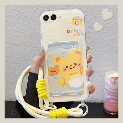 适用三星zflip7手机壳zflip7fe黄油小熊zfold7卡包折叠屏卡套galaxy带手链huawei挂绳可爱卡通动漫硅胶软壳女