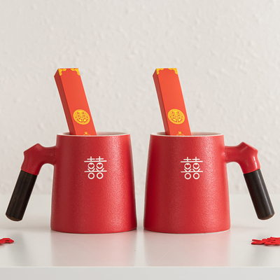 亲迎结婚牙刷杯子套装一对漱口杯洗漱用品新婚红色刷牙杯陪嫁大全