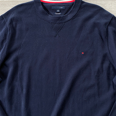 美系三色旗常青藤棉混纺圆领针织毛衣男MT400