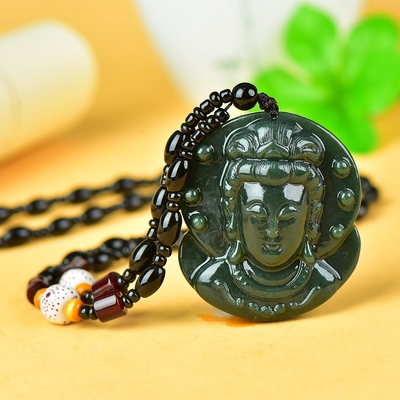 新疆和田青玉观音头吊坠青玉塔青