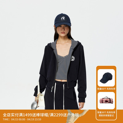 REVAN芮范设计师款藏青条纹两面穿吊带内搭卫衣短外套RK10105383