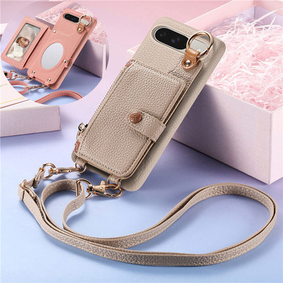 时尚荔枝纹卡包斜挎手机壳