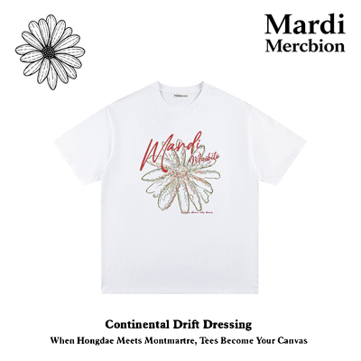 MardiMercredi手绘花卉T恤