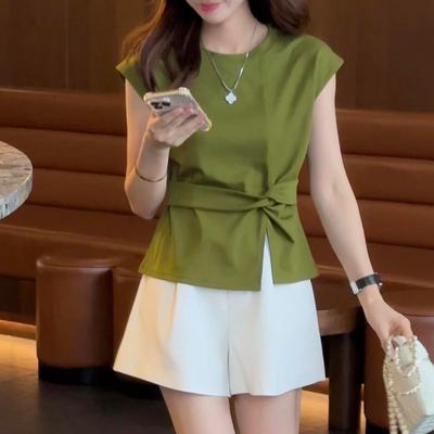 设计感小众收腰显瘦短袖T恤女