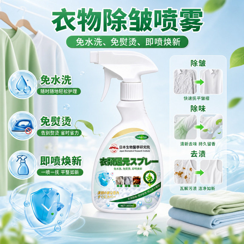 莱克多衣服除皱寄喷雾免熨烫衬衫西裤裙子防静电衣物防发皱柔顺剂
