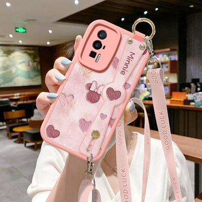 适用redmi红米k70手机壳新款k60e腕带挂绳turbo4油画米妮k50至尊版k40s创意保护套k30S斜挎背带k70pro外壳pro