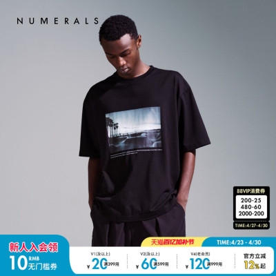 NUMERALS T恤男2025夏季新款含棉通勤运动休闲短袖圆领上衣571751