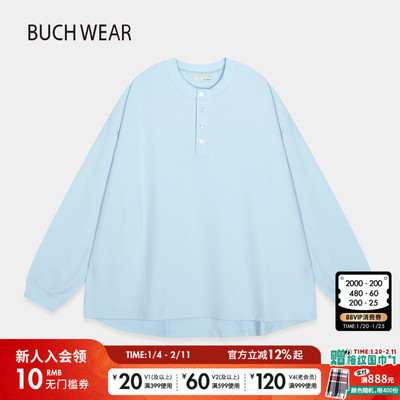BUCH WEAR上衣女2026春季新款浅色系温柔亨利领长袖T恤642244