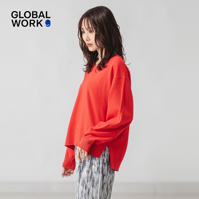 GLOBAL WORK 针织衫女2026春季新款多色开叉V领廓形上衣634083