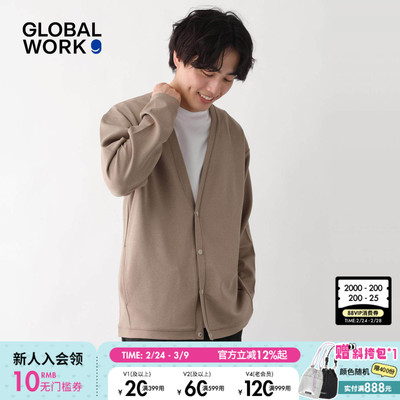 GLOBAL WORK 针织衫男2026春季新款成熟纯色休闲V领开衫656085