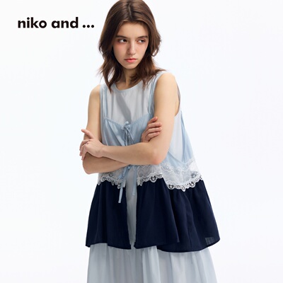 niko and ...吊带女2026夏季新款含莱赛尔拼色蕾丝罩衫1047962