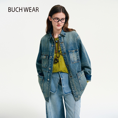 BUCH WEAR外套女2026春季新款街头风多口袋水洗牛仔夹克654275