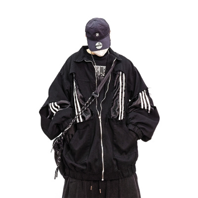 嘻哈潮牌破洞棒球服夹克