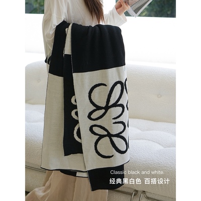 Texdream黑白拼色针织毯午睡轻奢