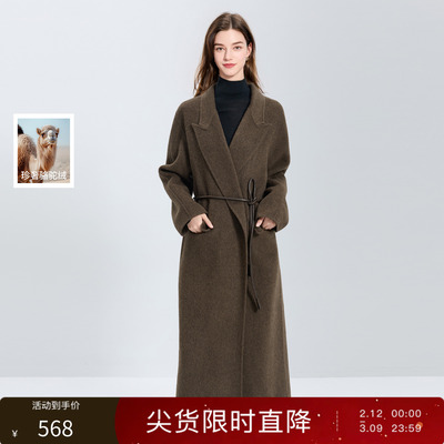 【绵羊毛】丽雪leisure2025冬季新款简约宽松长款双面呢大衣