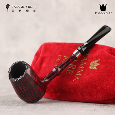 意大利Fiamma Di Re 火焰王石楠木烟斗栗色光面银圈铅笔斗1皇冠
