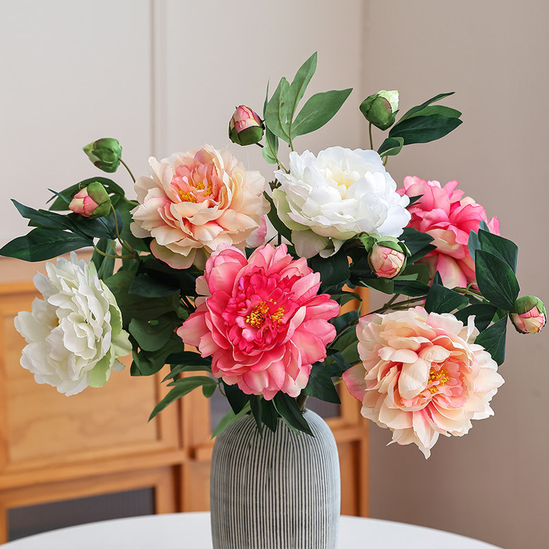牡丹花仿真花假花摆设客厅摆件花束餐桌花艺装饰花塑料花插花绢花