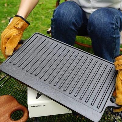 户外野营烧烤盘韩国烤肉盘双面用铁板烧煎牛排燃气电磁炉烤盘