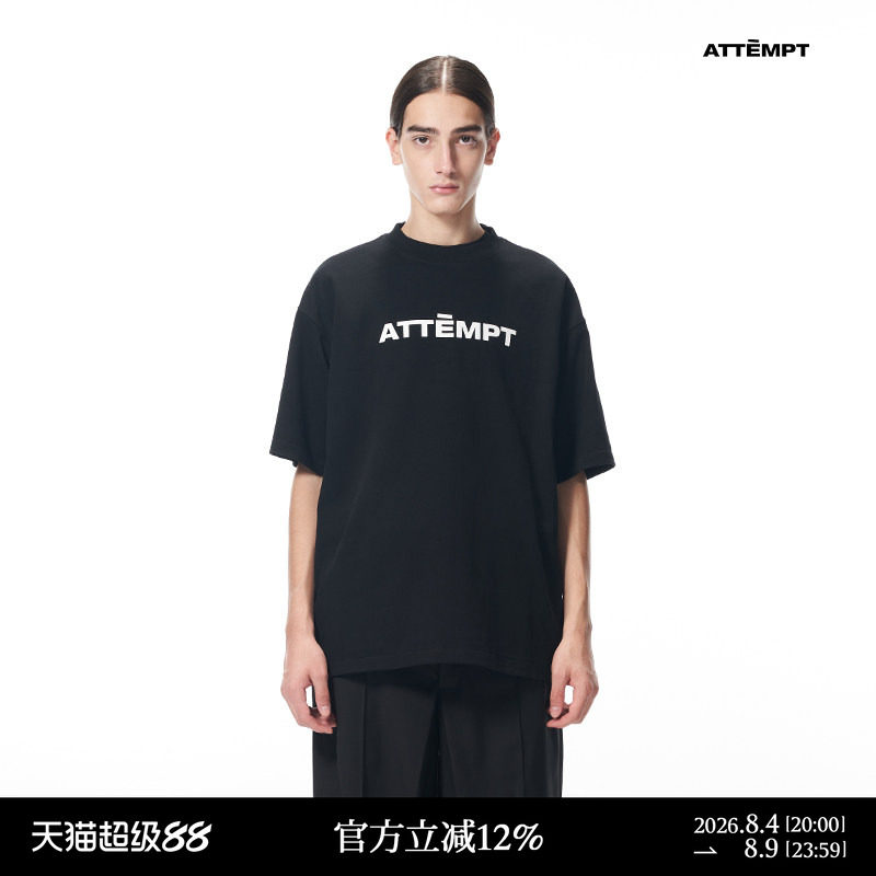 ATTEMPT定番产品 基础Logo纯色短袖T恤