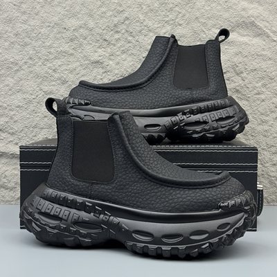 老爹鞋男个性软底短靴潮黑色男鞋