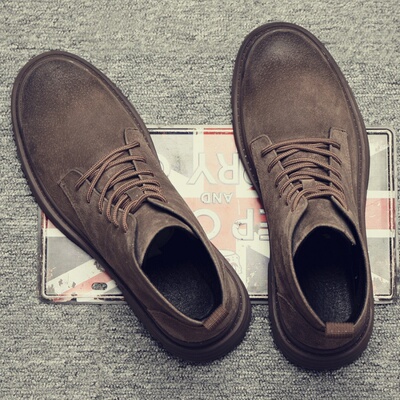 马丁靴男秋季透气高帮鞋英伦风